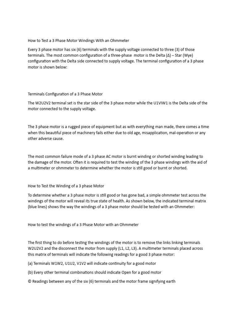 How To Test 3 Phase Motor | PDF | Electromagnetism | Quantity