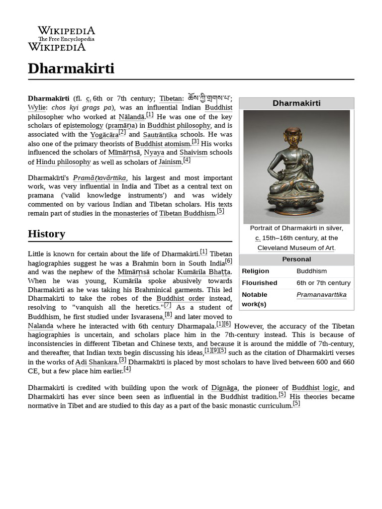 Dharmakirti | PDF | Indology | Eastern Philosophy