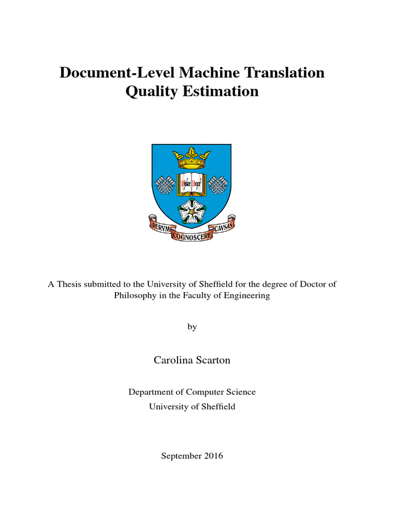 Document-Level Machine Translation Quality Estimation: Carolina Scarton | PDF | Human ...
