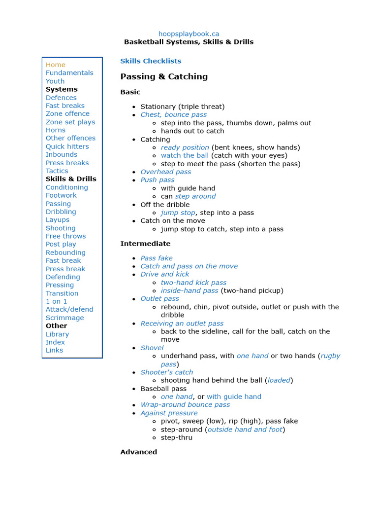 Skills Checklist - Passing & Catching | PDF | Sports | Ball Games
