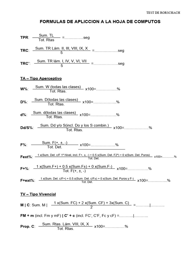 FORMULAS DE APLICCION A LA HOJA DE COMPUTOS | PDF