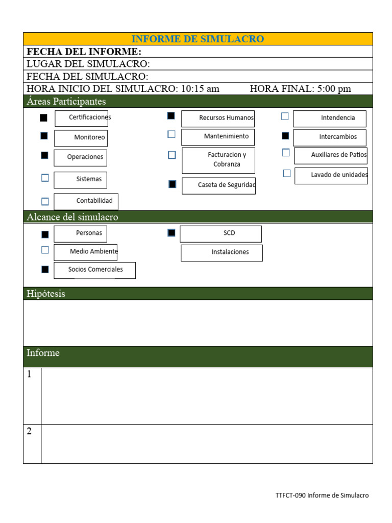 INFORME DE SIMULACRO ejemplo | PDF
