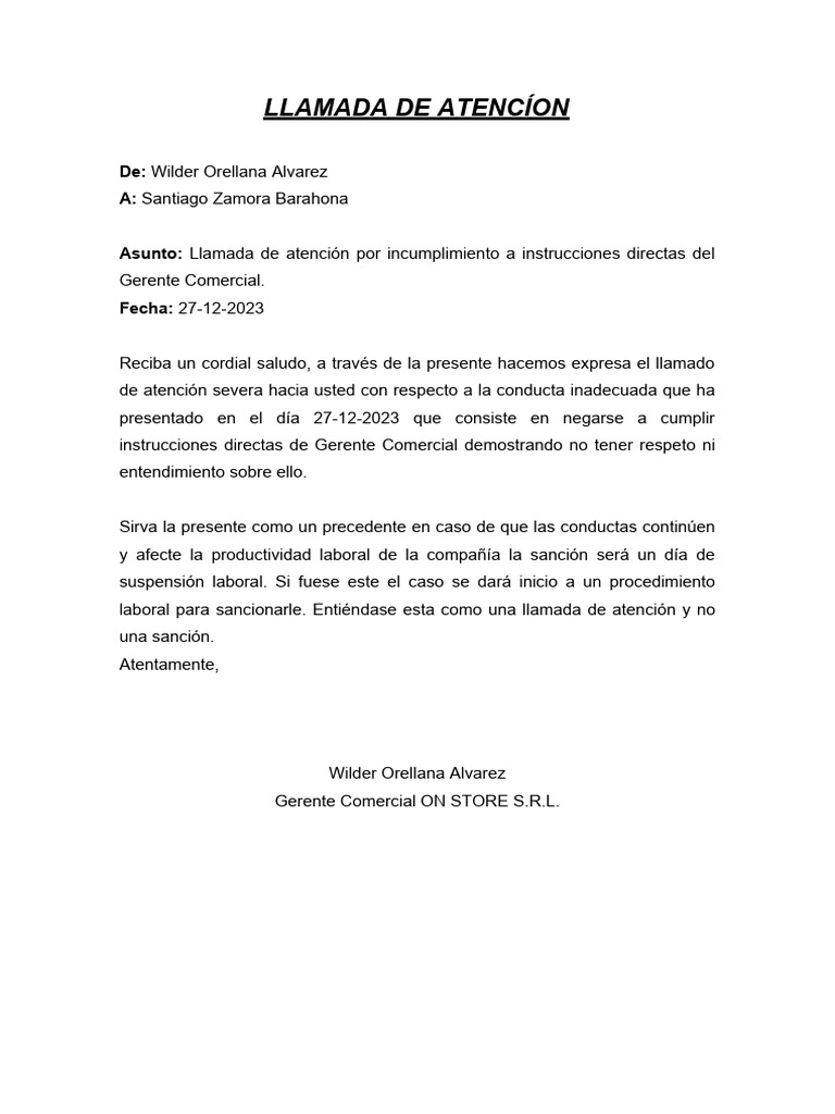 Llamada de Atencíon | PDF