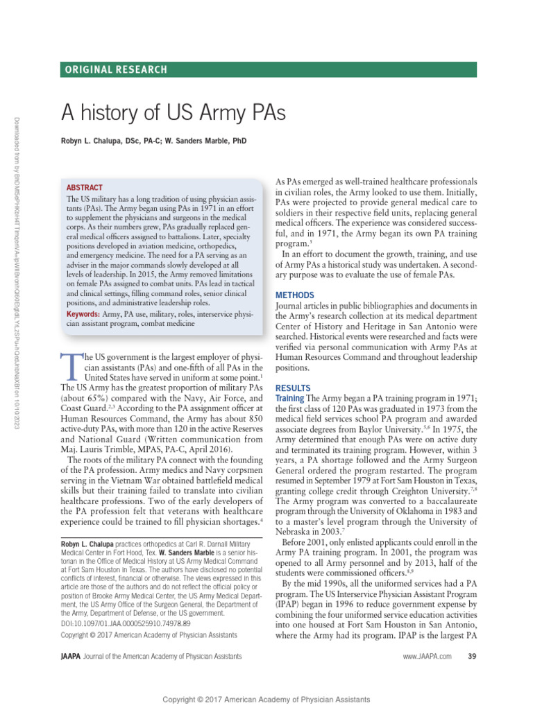 A History of Us Army Pas.8 | PDF | Medicine | Physician