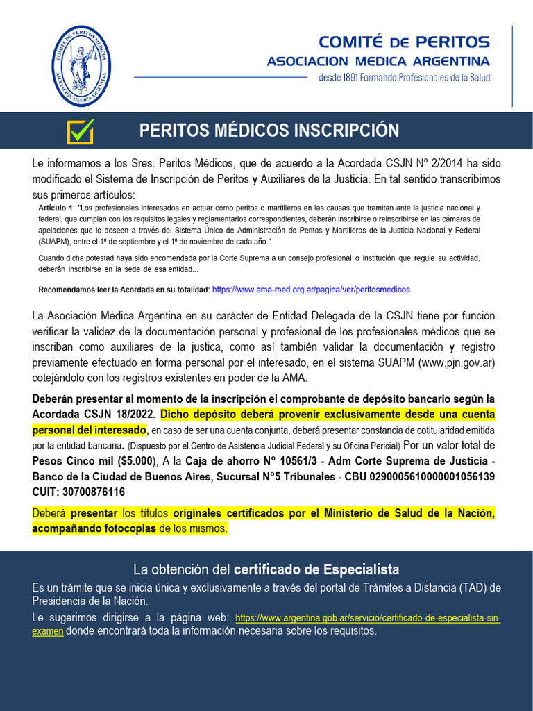 Guia Inscripcion Peritos Medicos | PDF