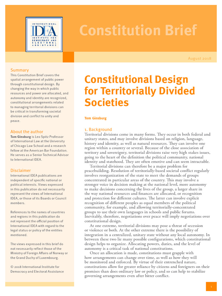 Constitutional Design For Territorially Divided Societies | PDF ...