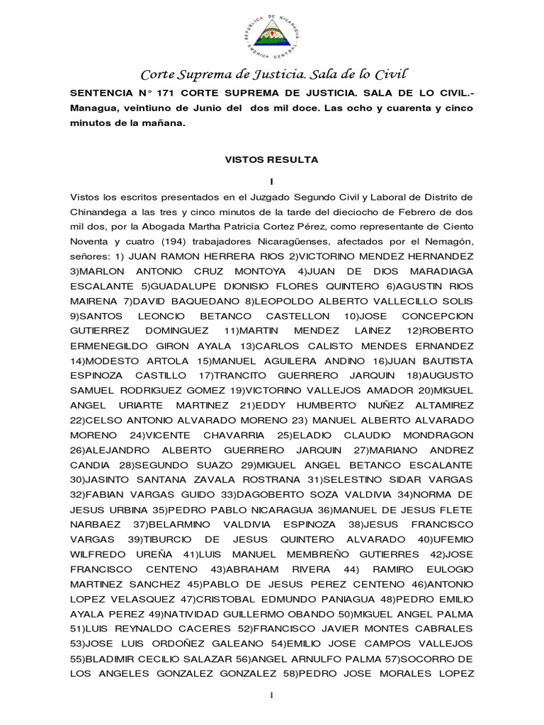 SENTENCIA #171-2012 - Sentencia Del Nemagon | PDF | Tribunales Supremos ...