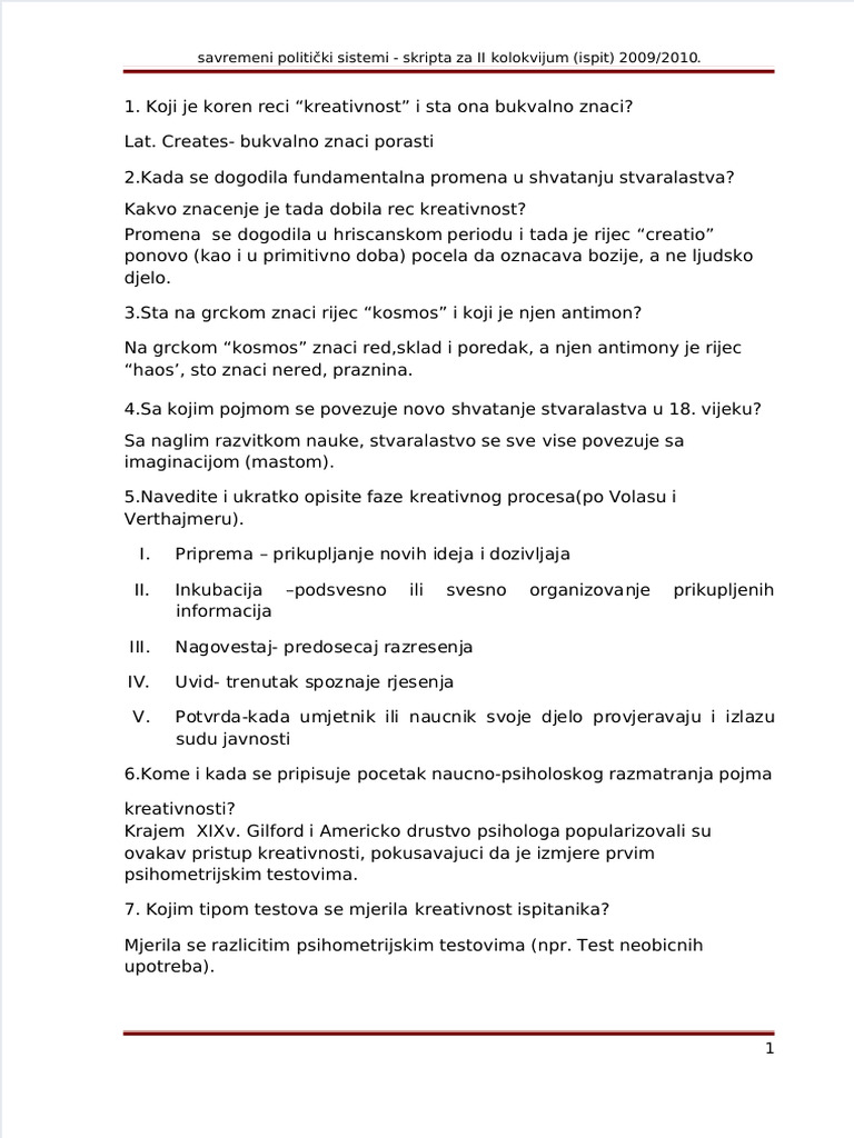 Dokumen - Tips Psihologija Stvaralastva Skripta Obrada | PDF