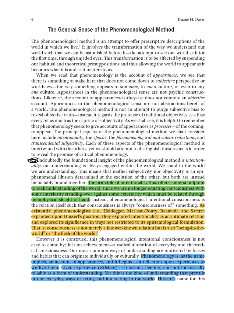 Davis Phenomenological Method | PDF | Phenomenology (Philosophy ...