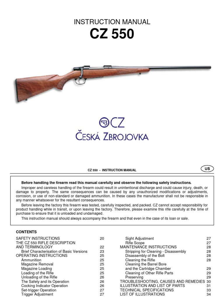CZ 550 | Download Free PDF | Trigger (Firearms) | Magazine (Firearms)