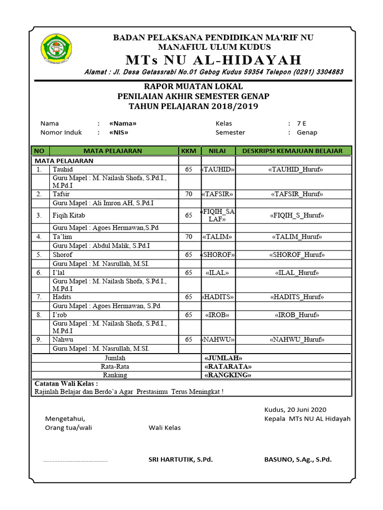 Transkrip 7E | PDF | Karier & Perkembangan