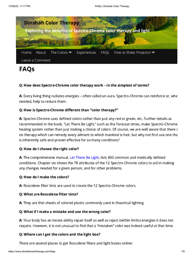 FAQs - Dinshah Color Therapy | PDF