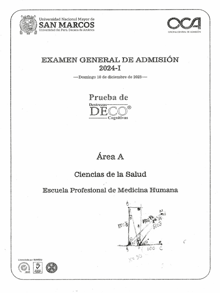 Admision San Marcos Medicina Humana 2024 - I | PDF
