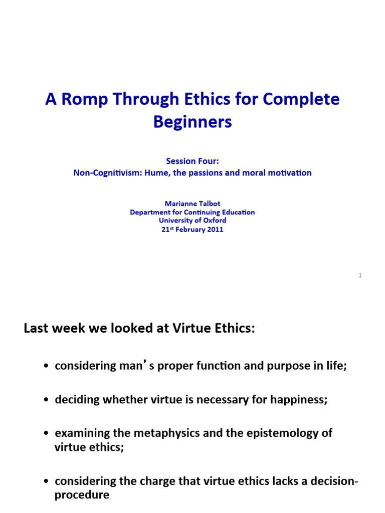 Talbot Ethics 04 Non Cognitivism Hume Pdf Ethical Theories