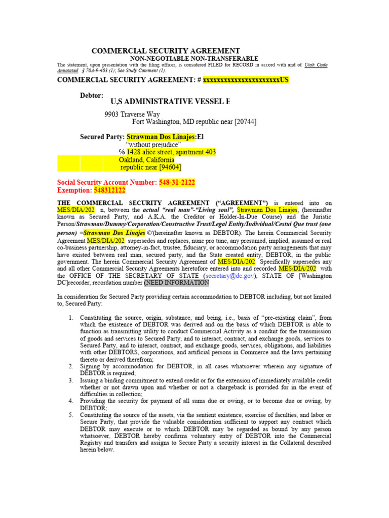 Master - SECURITY AGREEMENT-COMMERCIAL | Download Free PDF | Security Interest | Guarantee