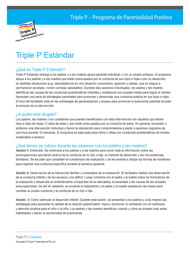 Resumen Triple P Estándar | PDF | Comportamiento