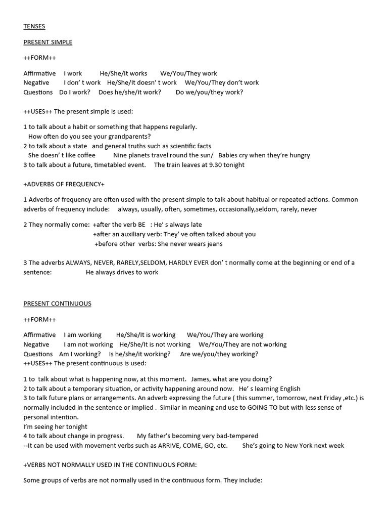 TENSES Ingles 3rd ESO | Download Free PDF | Verb | Linguistics