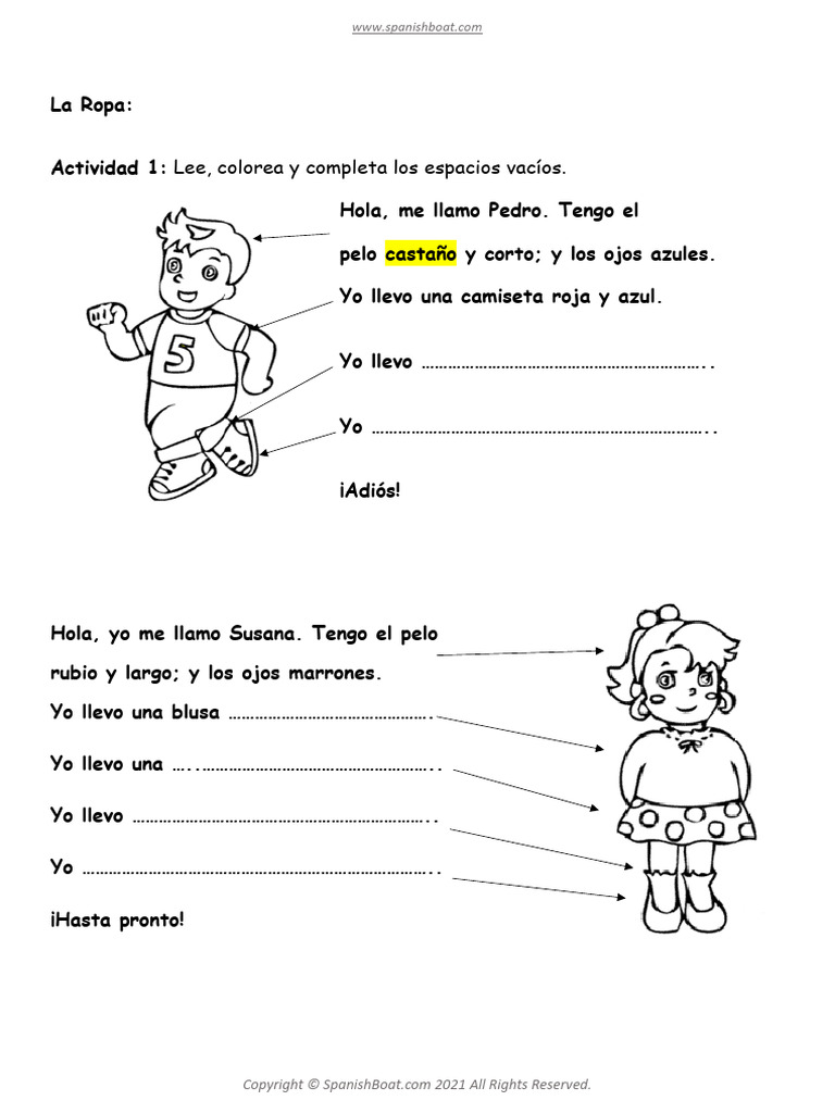 La Ropa Clothes Espanol Spanish Worksheet 1 | PDF