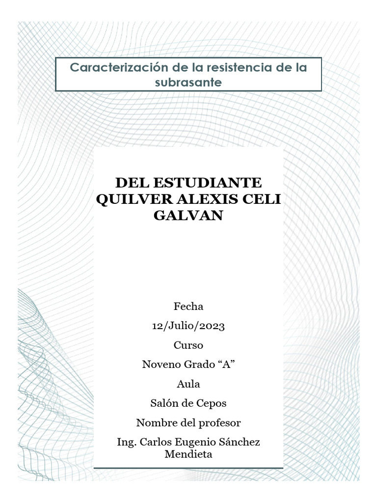 Piensa y Resuelve Nro.5 Caracterizacion de La Resistencia de La Subrasante - QUILVER CELI | PDF