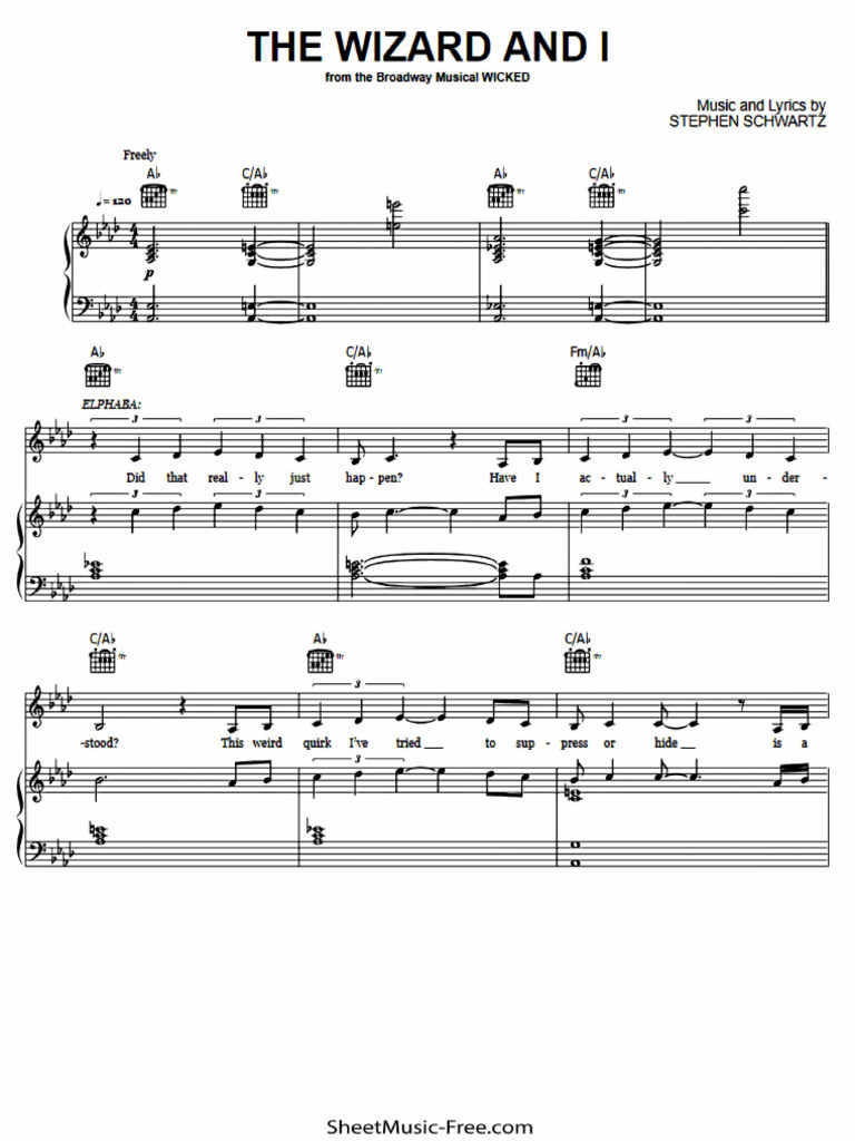 The Wizard and I Sheet Music From Wicked SheetMusic | PDF