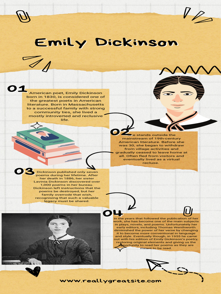 Poetry of Emily Dickinson Yellow and White Doodle Project Infographics ...