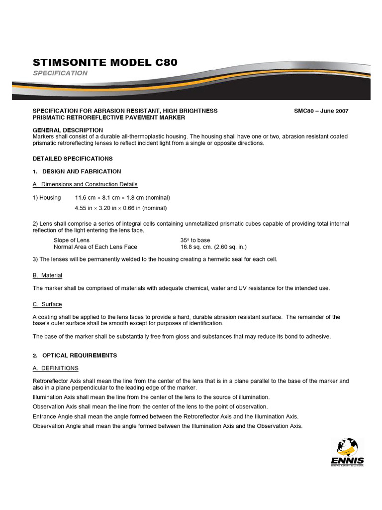 Stimsonite Model C80 Specification | PDF