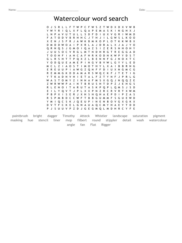 Watercolour Word Search | PDF