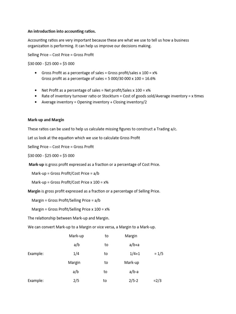 An Introduction Into Accounting Ratio | PDF | Cost Of Goods Sold ...