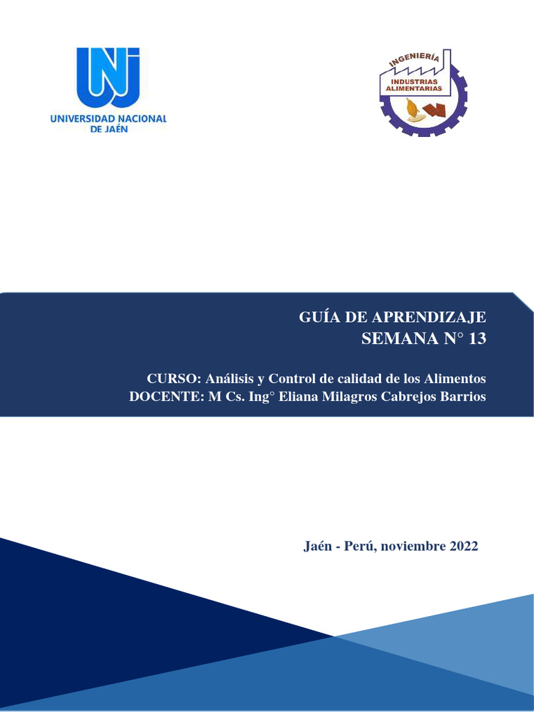 Guía Aprendizaje 13 Anàlisis De Alimentos Pdf Calidad