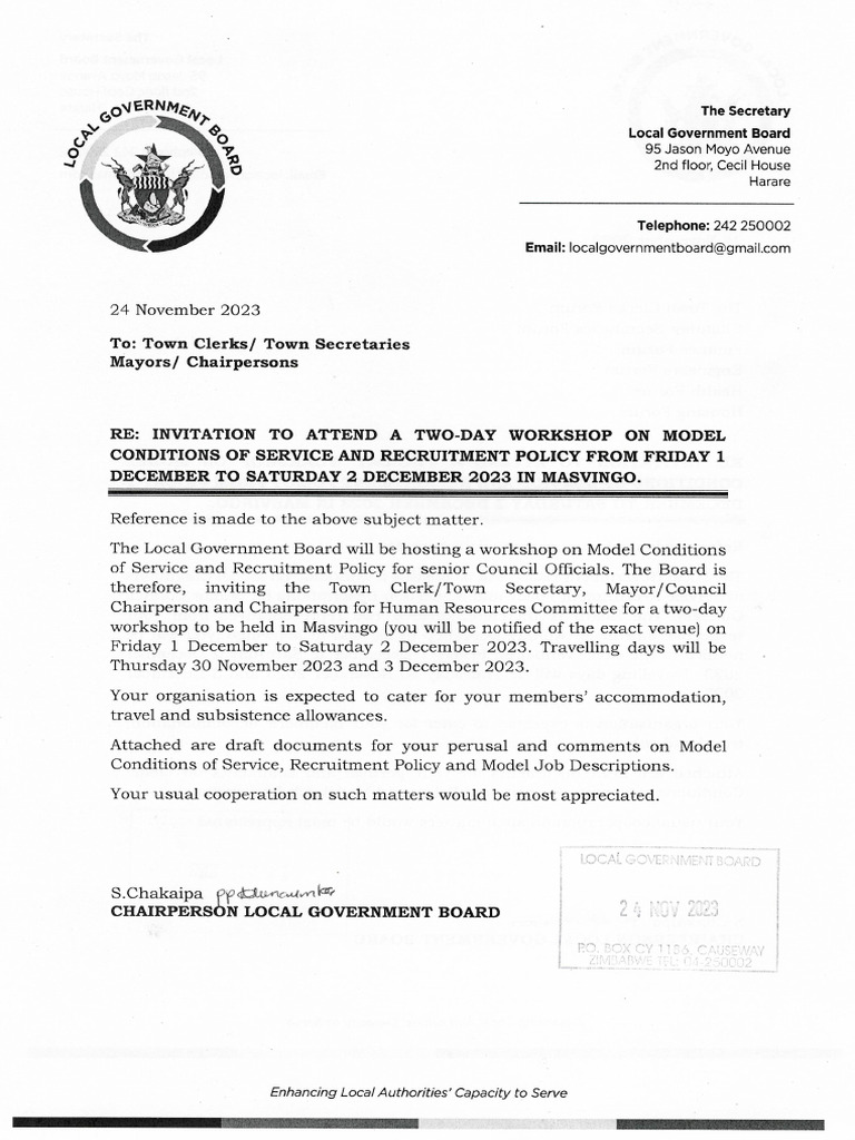 Accounting Officers + Mayors and Council Chairpersons Invitations | PDF