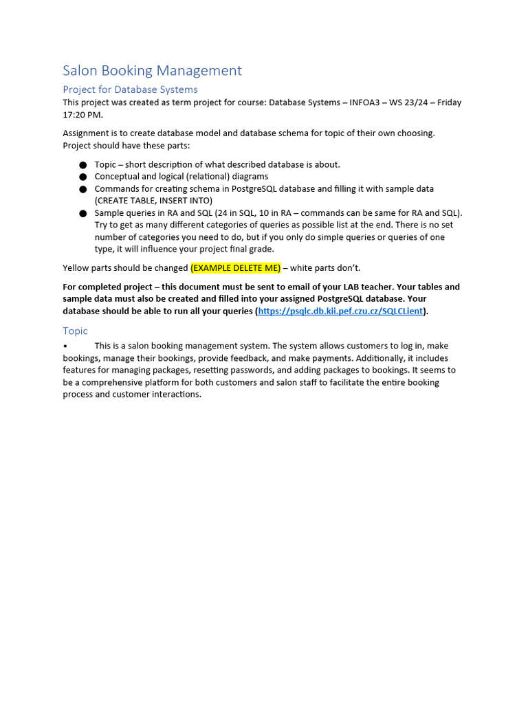 Salon Booking Management Dipesh Suthar | PDF | Databases | Relational Model