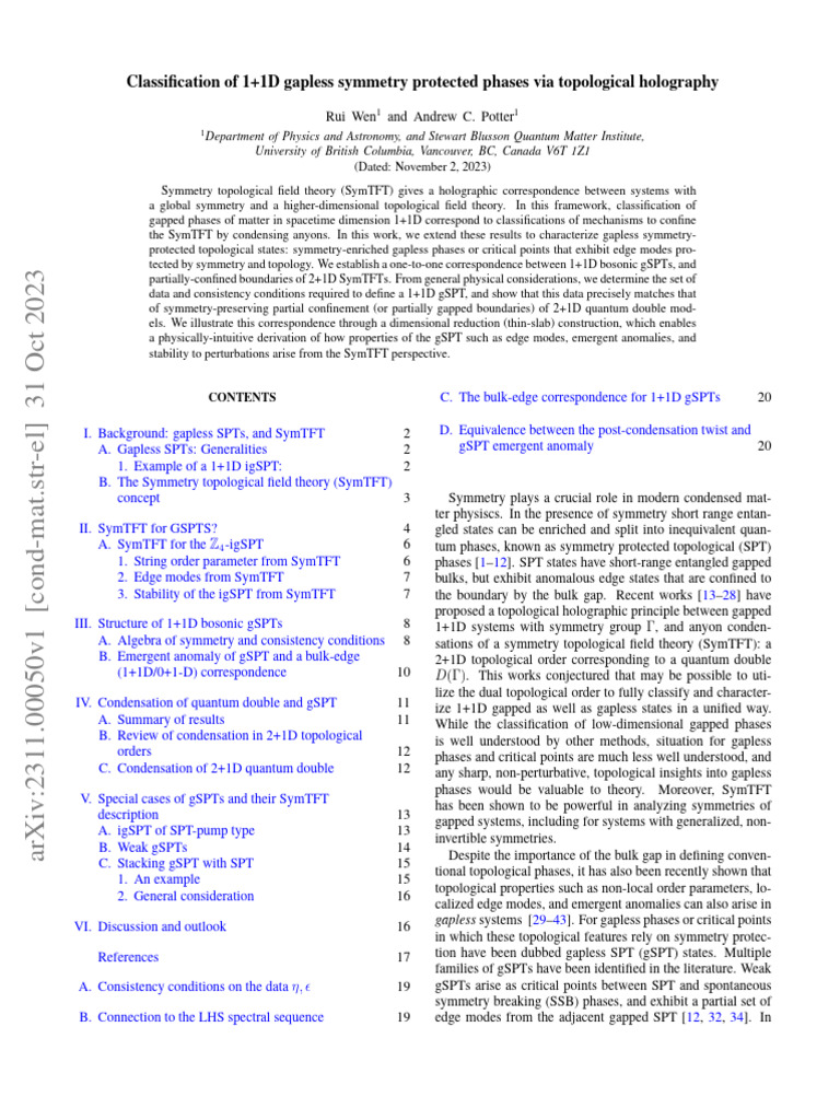 Classification of 1+1D Gapless Symmetry Protected Phases Via ...
