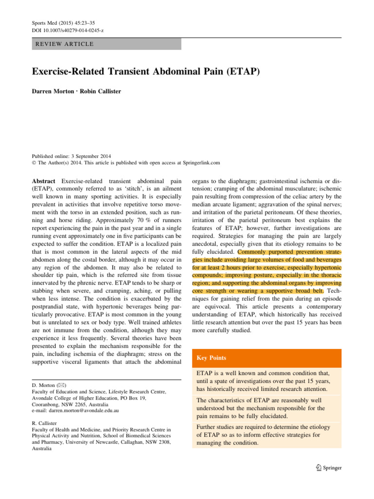 Exercise-Related Transient Abdominal Pain ETAP | PDF | Clinical Medicine