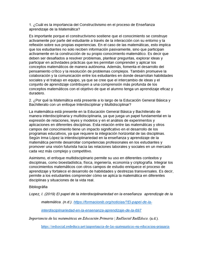 Lopez, I. (2019) El Papel de La Interdisciplinariedad en La Enseñanza Aprendizaje de La ...