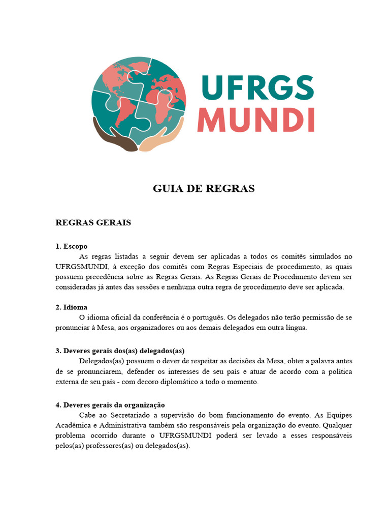 Guia de Regras UFRGSMUNDI 2 | PDF