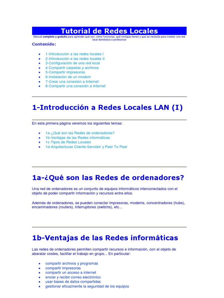 Manual Tutorial de Redes Locales | PDF | Controlador de interfaz de red | Red de computadoras