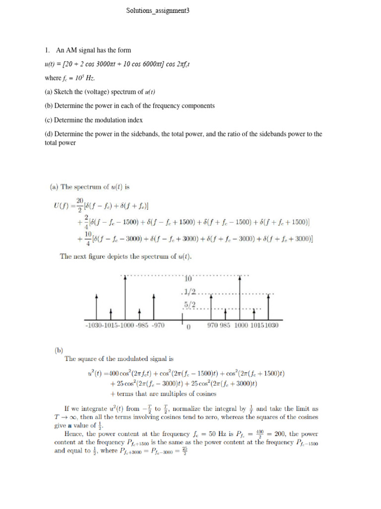 Assignment3 Solutions | PDF | Telecommunications Engineering | Electronics
