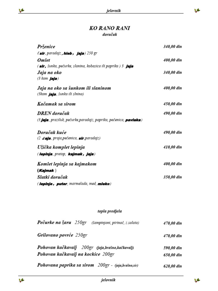 Dren Jelovnik | PDF