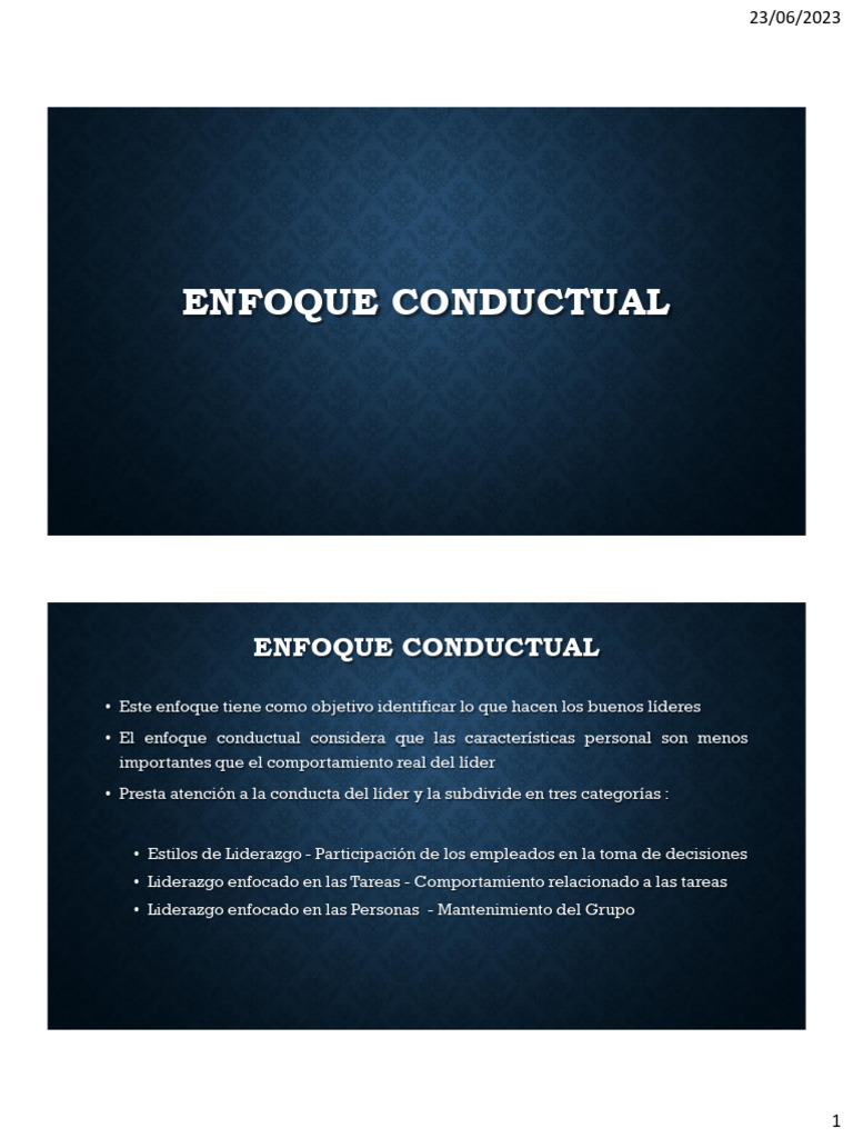 Enfoque Conductual | PDF | Liderazgo | Comportamiento