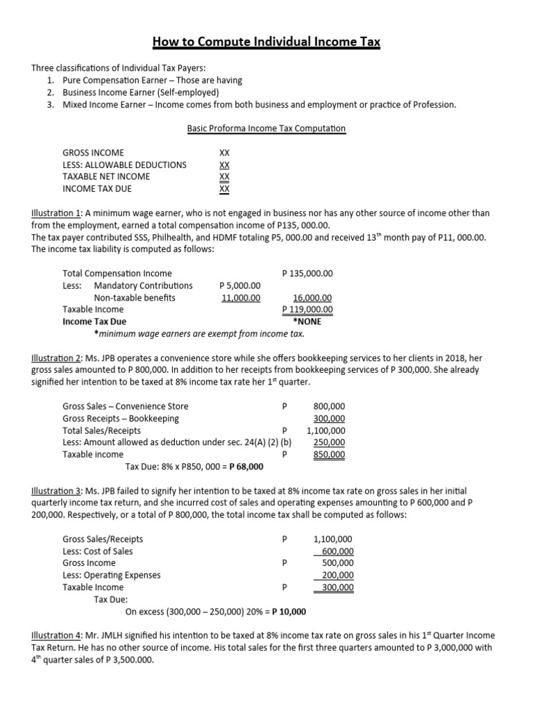 How To Compute Individual Income Tax | PDF | Income Tax | Taxes