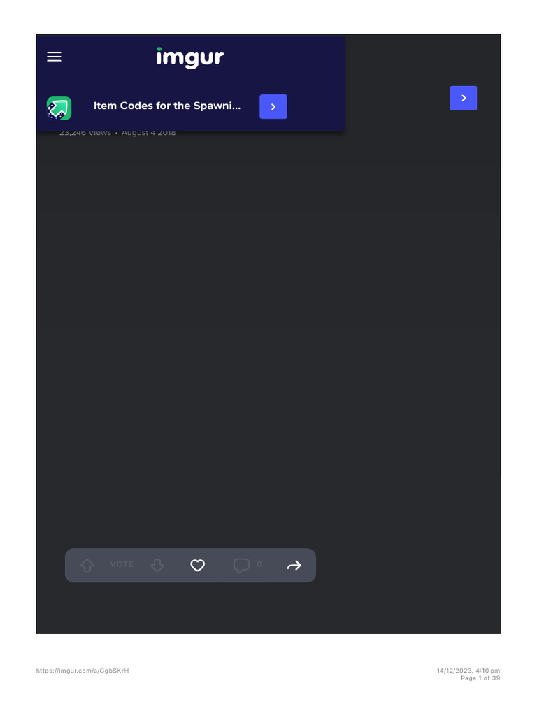 Item Codes For The Spawning Cheat - Imgur | PDF | Technology & Engineering