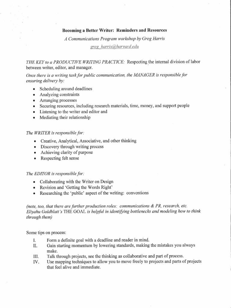 HO - HARRIS - Becoming A Better Writer - Reminders and Resources | PDF