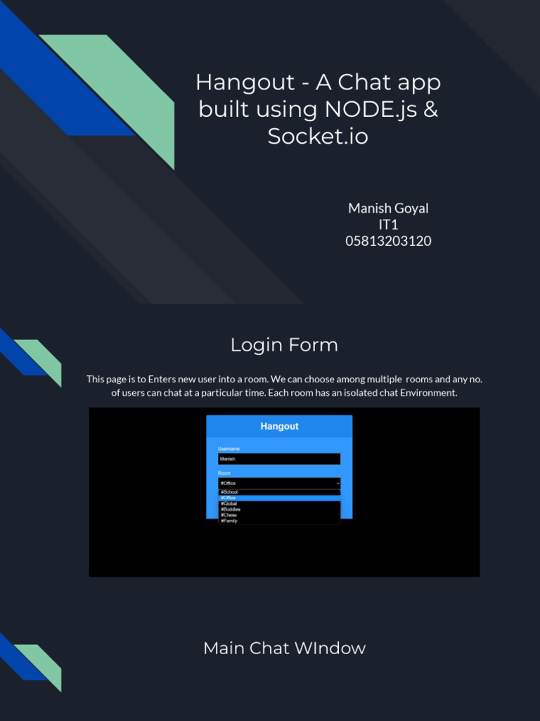 Hangout - A Chat App Built Using NODE - Js & Socket - Io | PDF