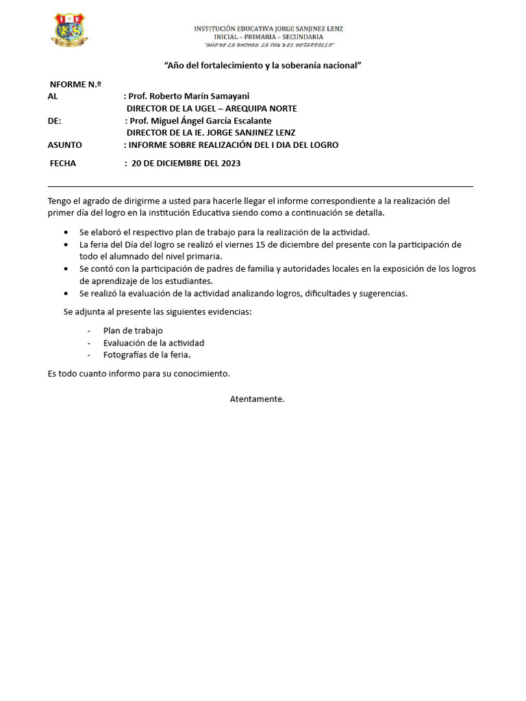 Informe Ii Dia Del Logro Primaria | PDF | Enseñando | Evaluación