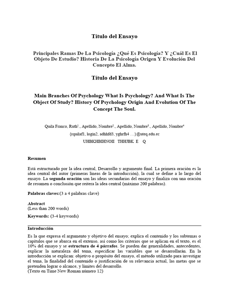 Archivo Ejemplo Ensayo | PDF | Ensayos | Science