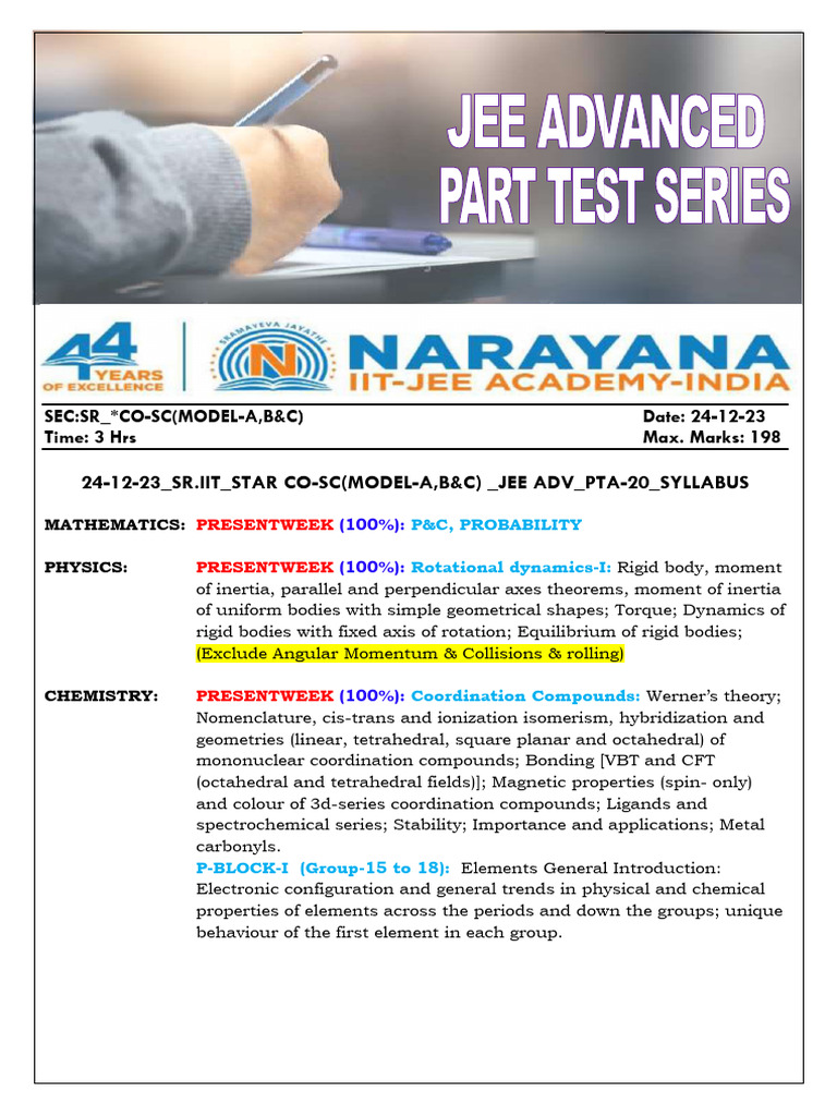 JEE Advanced Model Test Paper 2023 | PDF | Coordination Complex ...