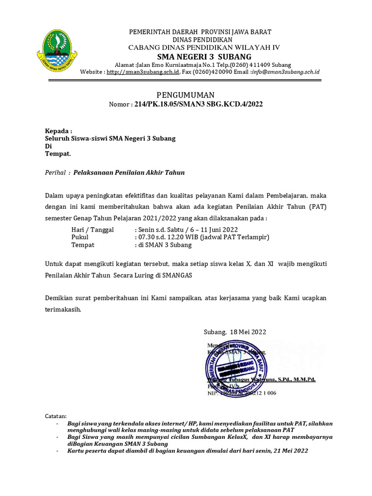 Surat EDARAN SISWA | PDF
