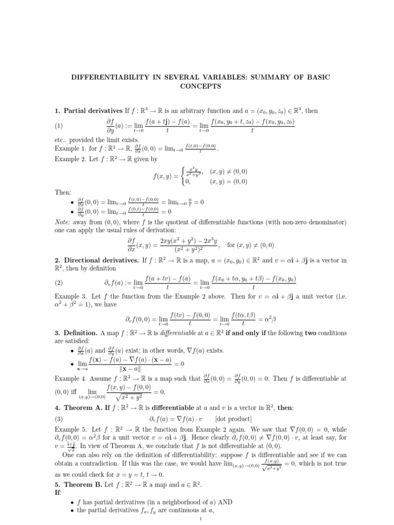 Differentiability in Multivariable Calculus | PDF | Teaching Methods & Materials