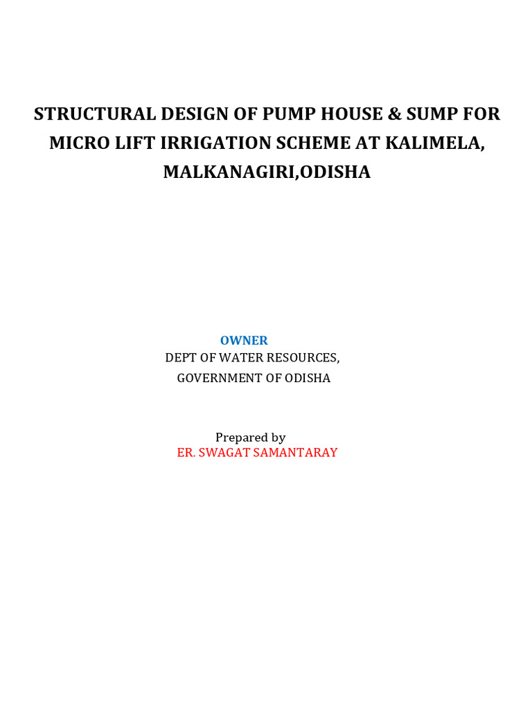 STRUCTURAL DESIGN OF PUMP HOUSE and SUMP | PDF | Reinforced Concrete ...
