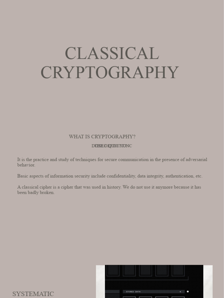 Classical Cryptography | PDF | Cipher | Encryption Classical Cryptography | PDF | Cipher | Encryption